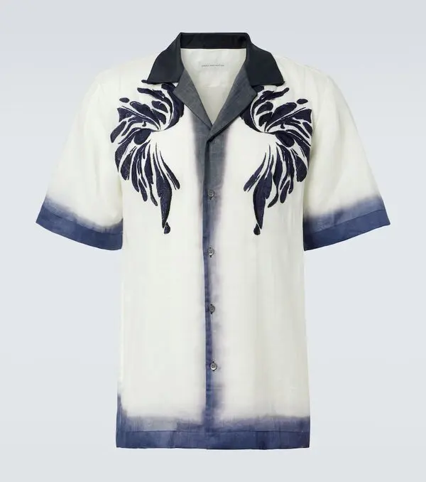 Dries Van Noten Embroidered Bowling Shirt - Blue