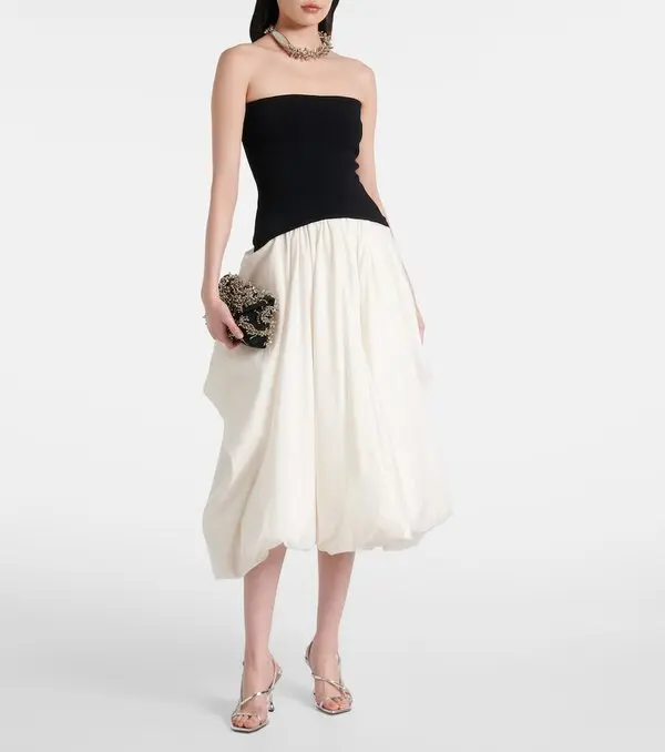 Simkhai Izzy Strapless Taffeta Midi Dress - White