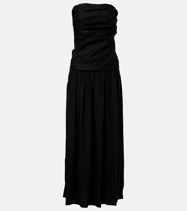 Faithfull The Brand Hedy Strapless Linen Maxi Dress - Black