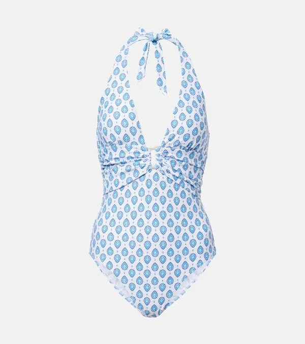 Heidi Klein La Croissette Printed Swimsuit - Blue