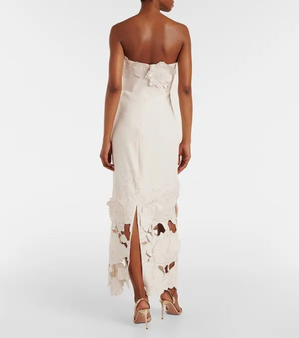 LEO LIN Rayna Floral-appliqué Crepe Maxi Dress