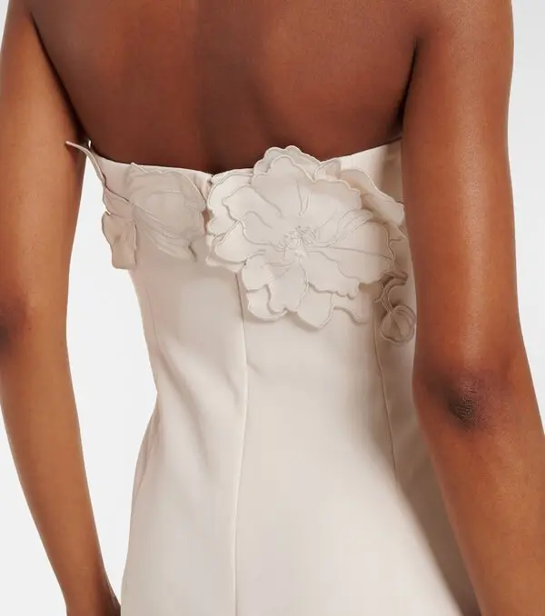 LEO LIN Rayna Floral-appliqué Crepe Maxi Dress