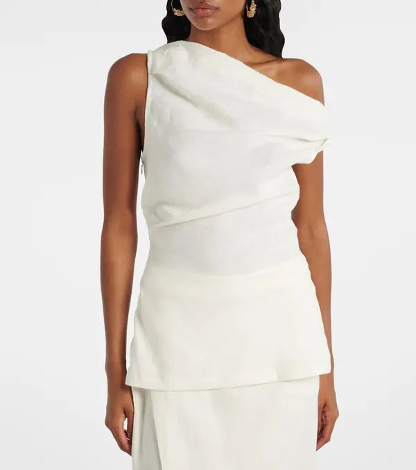Faithfull The Brand Asymmetric Linen Top - White