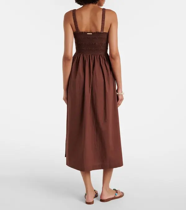 Heidi Klein Grasse Shirred Cotton Poplin Midi Dress