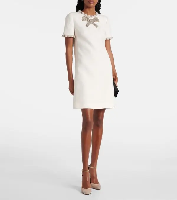 Valentino Garavani Embellished Wool And Silk Mini Dress