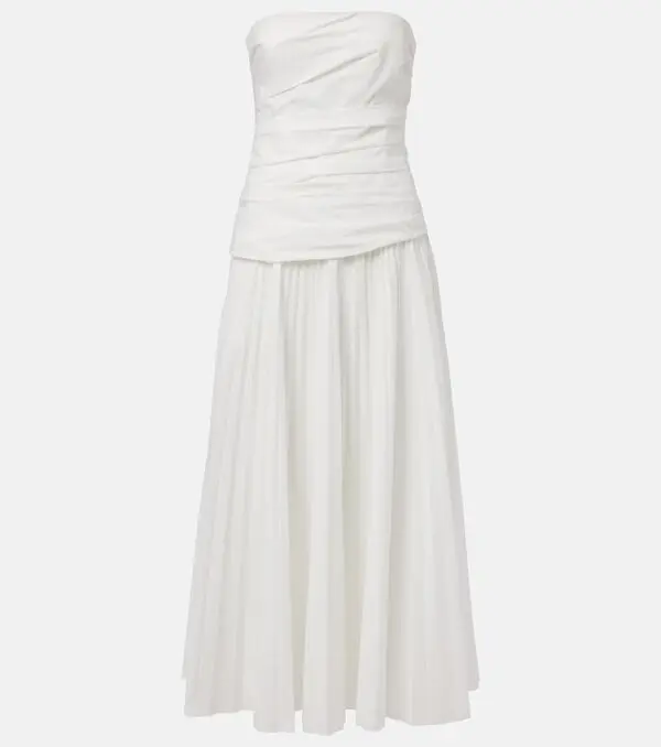 Simkhai Arie Strapless Cotton-blend Midi Dress - White