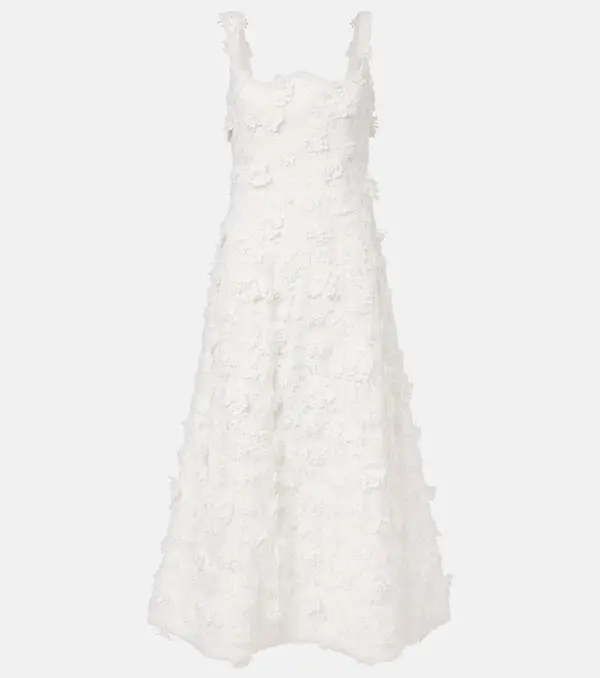 LEO LIN Odette Floral-appliqué Lace Dress - White