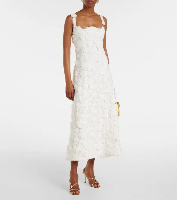 LEO LIN Odette Floral-appliqué Lace Dress - White