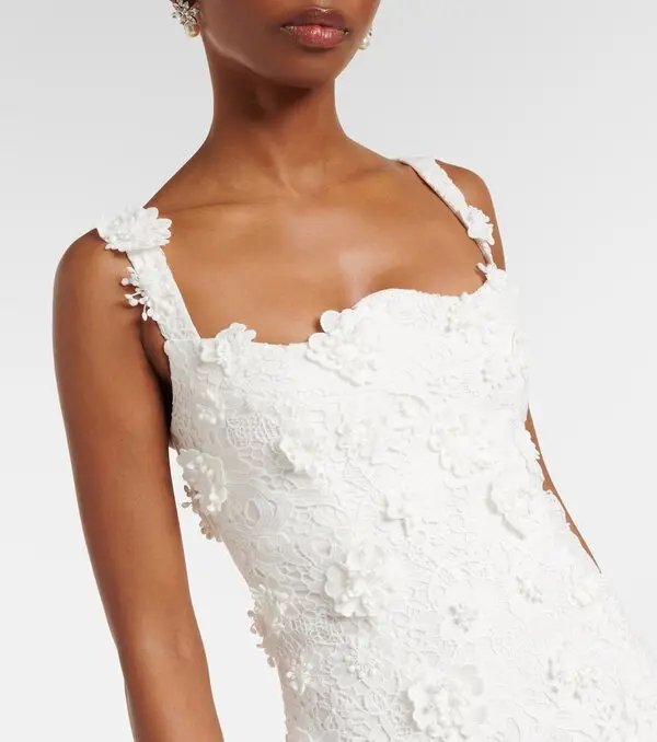 LEO LIN Odette Floral-appliqué Lace Dress - White