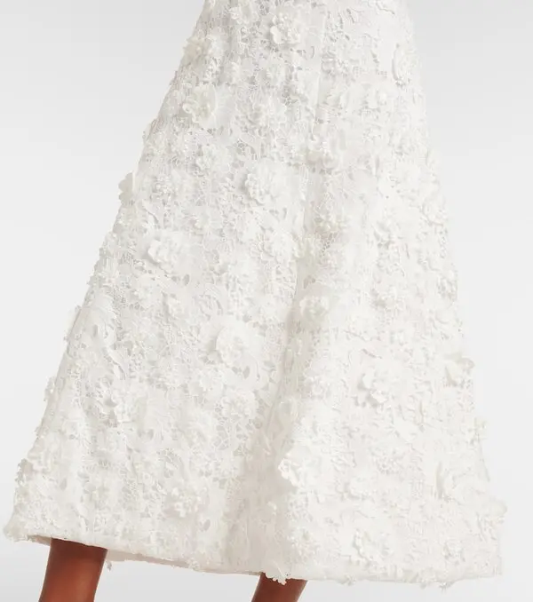 LEO LIN Odette Floral-appliqué Lace Dress - White