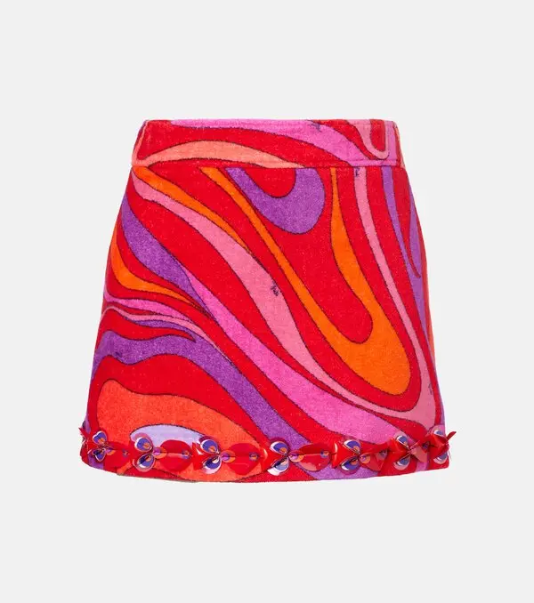 Emilio Pucci Marmo Embellished Cotton Terry Miniskirt - Multicoloured