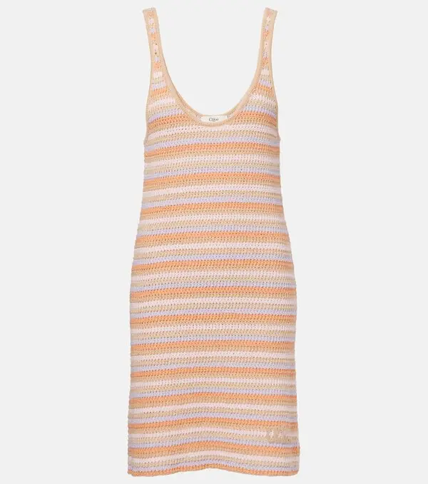 Chloé Knitted Cotton Minidress - Multicoloured