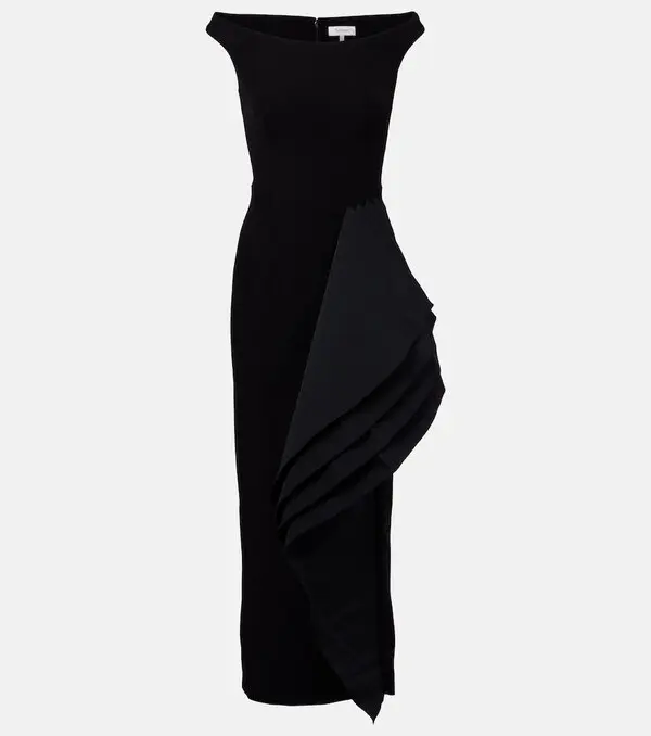 Safiyaa Bree Draped Midi Dress - Black
