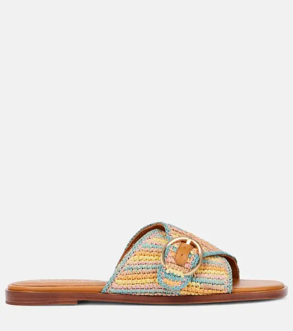Clergerie Irime Raffia Slides - Multicoloured