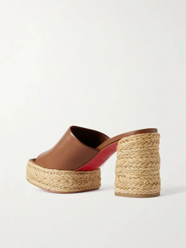 CHRISTIAN LOUBOUTIN Calakala 85 Leather Espadrille Platform Mules