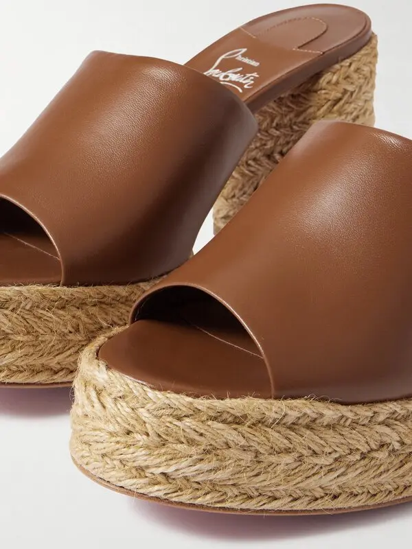 CHRISTIAN LOUBOUTIN Calakala 85 Leather Espadrille Platform Mules