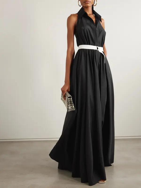 Norma Kamali Belted Habotai Halterneck Gown