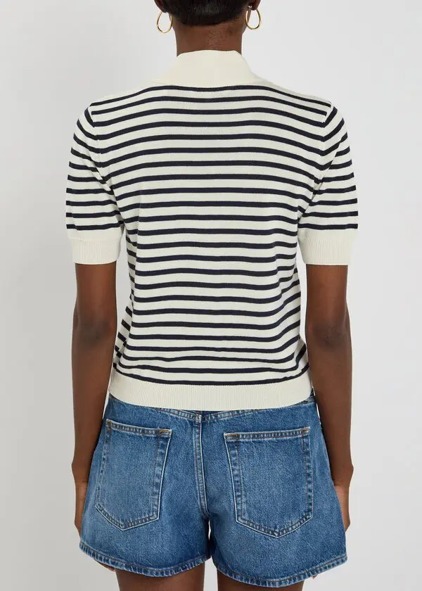FRAME Sailor Tie Striped Cotton-blend Cardigan