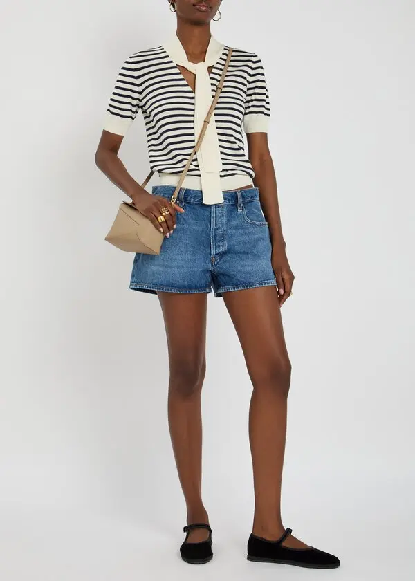 FRAME Sailor Tie Striped Cotton-blend Cardigan