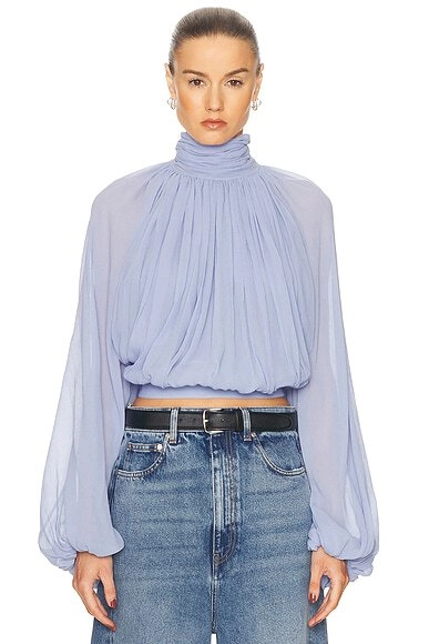 Stella McCartney Creponne Drape High Neck Top
