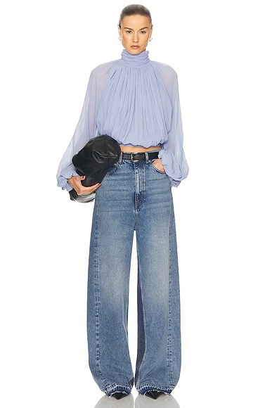 Stella McCartney Creponne Drape High Neck Top