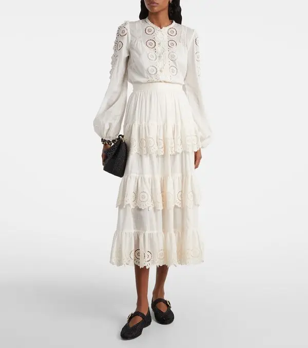 Zimmermann Lucky Embroidered Cotton Blouse - White