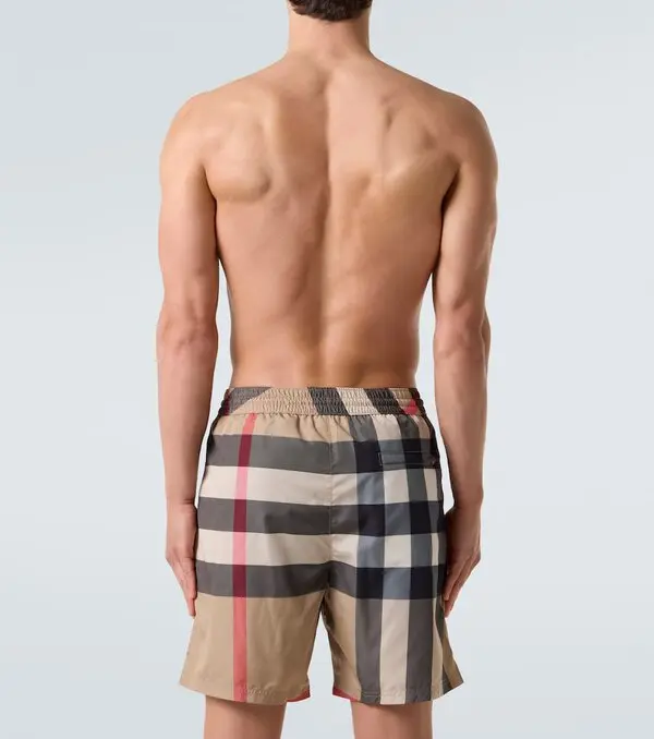 Burberry Check Swim Trunks - Beige