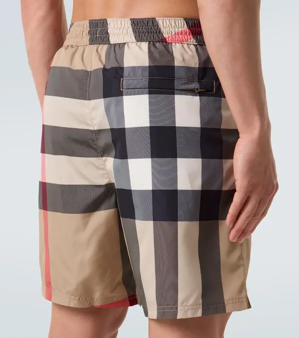 Burberry Check Swim Trunks - Beige