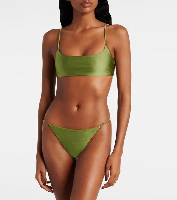 Jade Swim Muse Scoop Bikini Top In Sage Sheen