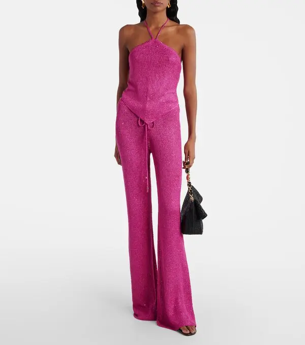BANANHOT Liz Knitted Sequin Flared Pants