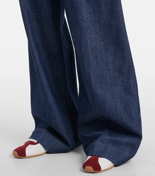 7 For All Mankind Pleated High-rise Wide-leg Jeans In Halona
