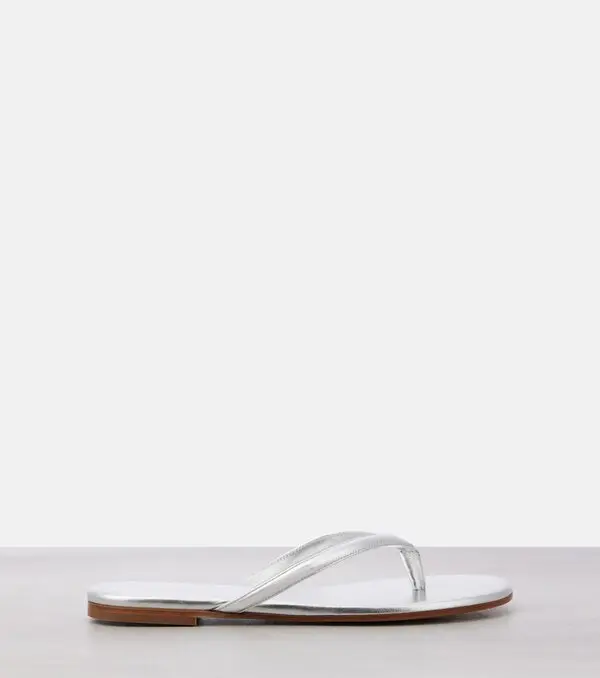 GIANVITO ROSSI Calypso Metallic Leather Thong Sandals