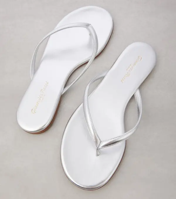 GIANVITO ROSSI Calypso Metallic Leather Thong Sandals