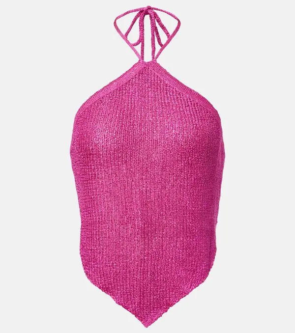 BANANHOT Liz Knitted Halterneck Top - Pink