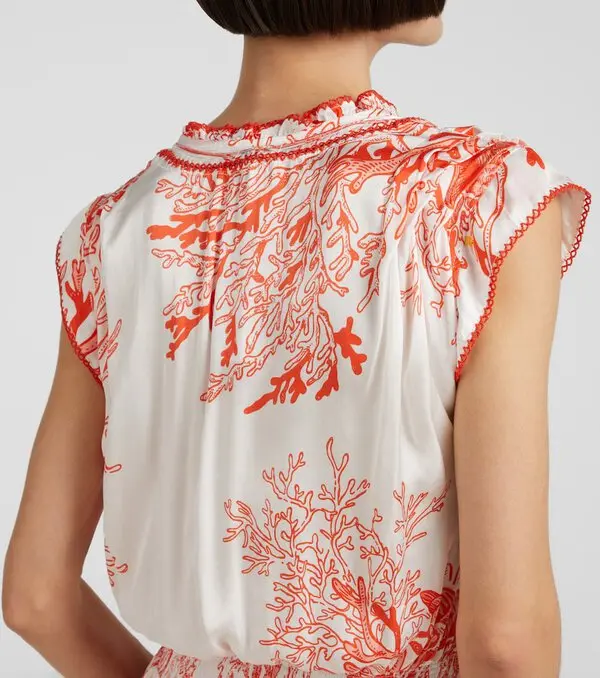 Poupette St Barth Estelle Printed Satin Minidress