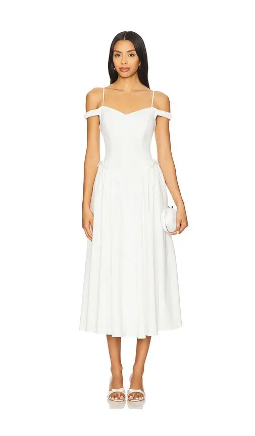 Astr The Label Elvinia Off-shoulder Midi Dress - White