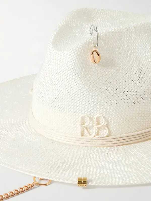 Ruslan Baginskiy Embroidered Embellished Straw Fedora