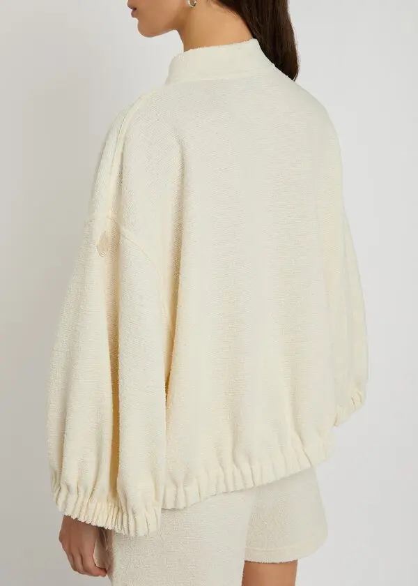 Moncler Terry Zip-up Sweatshirt With Stand Collar And Elasticated Trims
