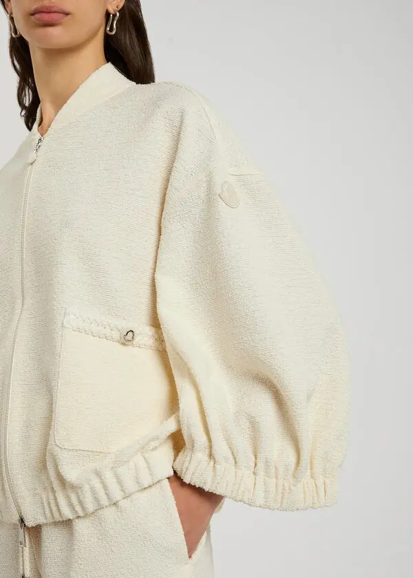 Moncler Terry Zip-up Sweatshirt With Stand Collar And Elasticated Trims