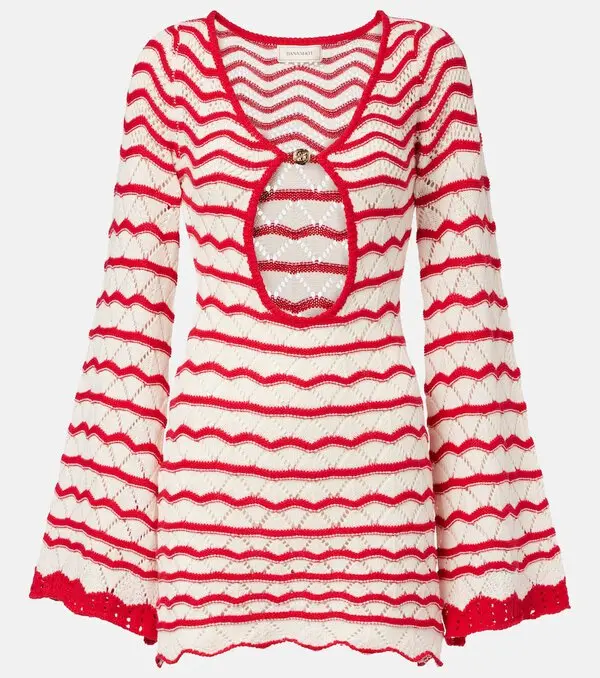 BANANHOT Rey Knitted Cotton-blend Minidress - Red