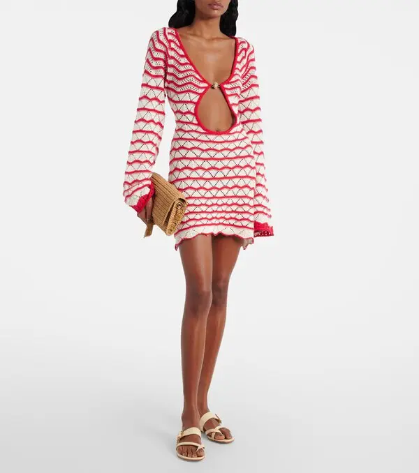 BANANHOT Rey Knitted Cotton-blend Minidress - Red