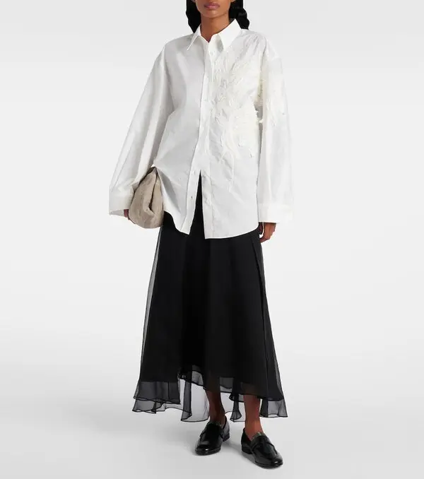 Brunello Cucinelli Embroidered Cotton-blend Poplin Shirt