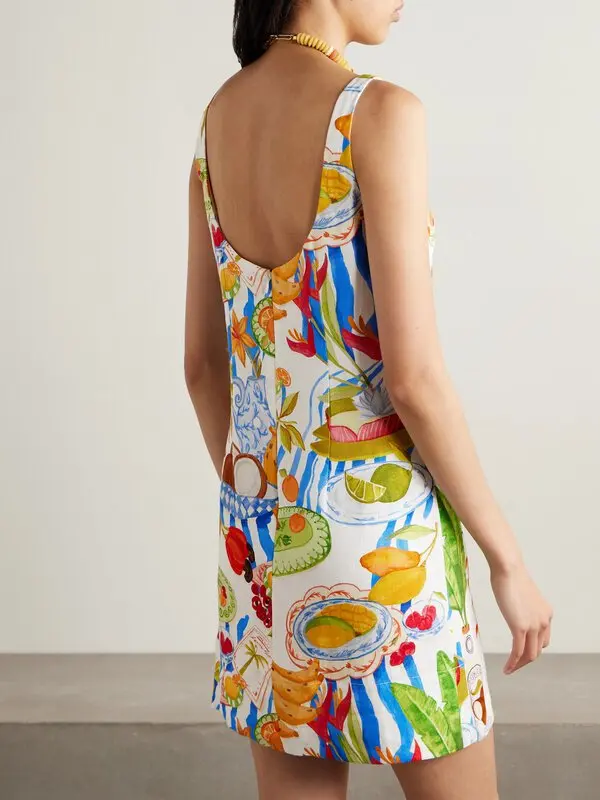 Farm Rio Printed Linen Mini Dress