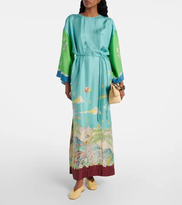 ALEMAIS Daria Printed Silk Maxi Dress