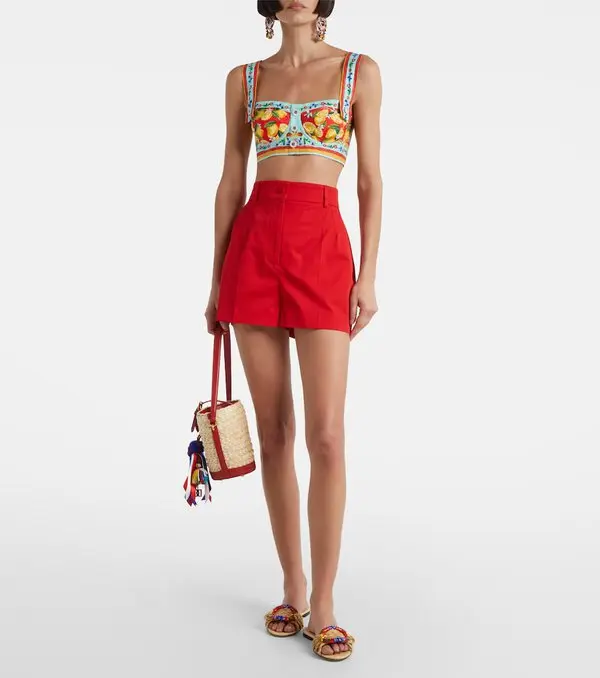 Dolce & Gabbana High-waisted Cotton-blend Shorts