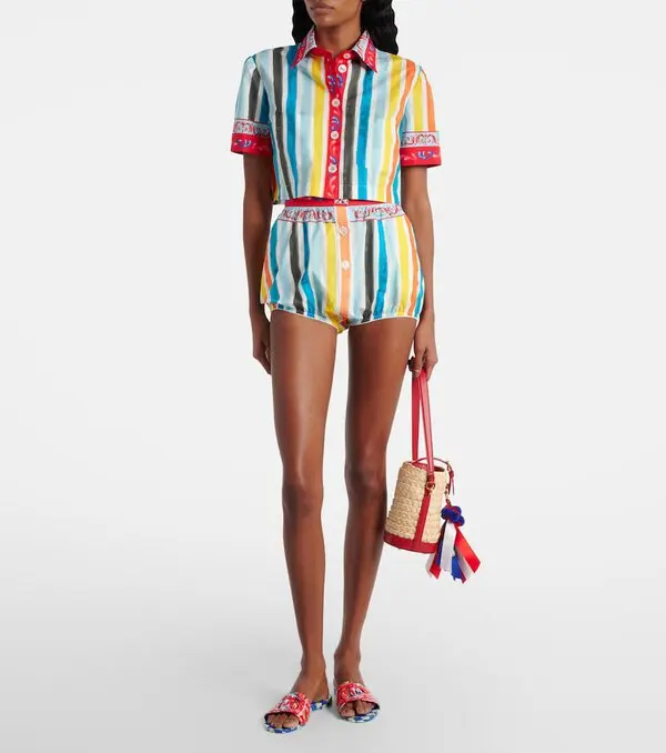 Dolce & Gabbana Striped Cropped Cotton Shirt