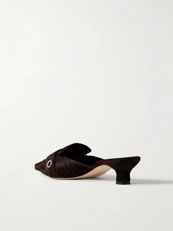 AeydĒ Danielle Buckle-embellished Zebra-print Pony Hair Mules - Brown