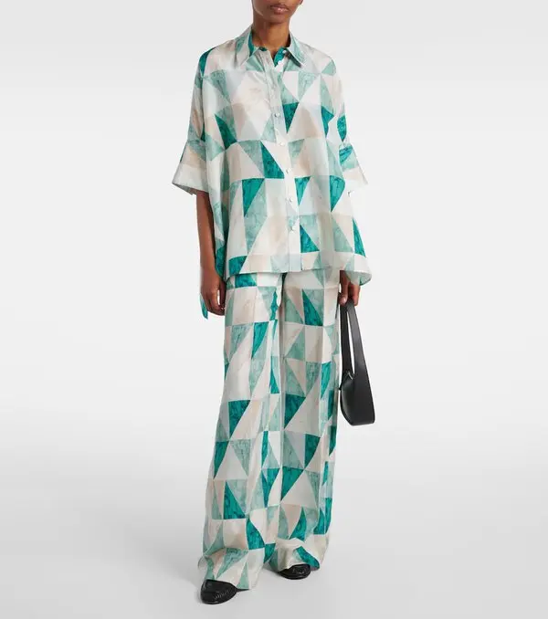 JOSEPH Thoresby Printed Silk Wide-leg Trousers