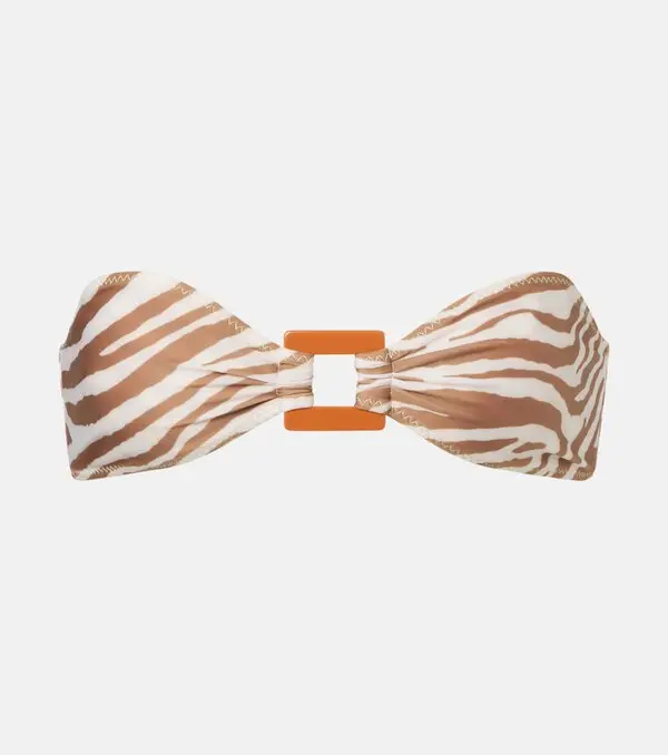 SAME Zebra Print Bandeau Bikini Top - Brown