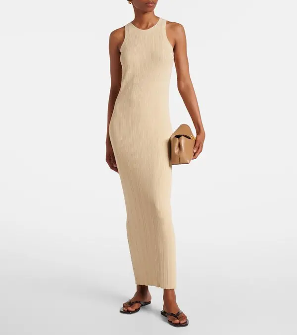 TOTEME Ribbed-knit Maxi Dress - Beige